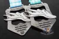 China Custom Antique Silver Sports Medals 76.2mm Die Cast Zinc Alloy with Full Color Ribbon for Marathon 10K 5K for sale