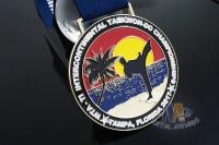 China Custom Taekwondo Round Race Medals 100mm Gold Plating Sandblast Effect for sale