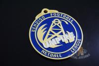 China Sports Racing Metal Award Medals Imitation Gold Plating 50mm Blue Soft Enamel for sale