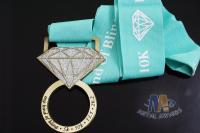 China 85mm Custom Diamond Medal Antique Gold Plating Glitter Color Zinc Alloy Die Cast Sports Award for sale