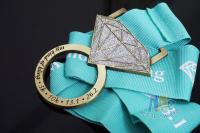 China 85mm Custom Diamond Medal Antique Gold Plating Glitter Color Zinc Alloy Die Cast Sports Award for sale