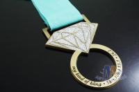 China 85mm Custom Diamond Medal Antique Gold Plating Glitter Color Zinc Alloy Die Cast Sports Award for sale