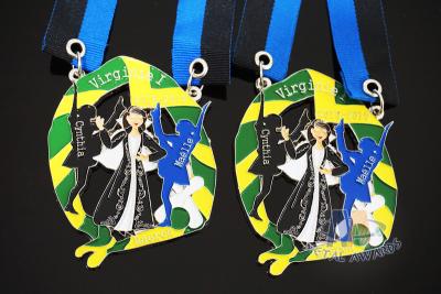 China Custom Silver Plating Metal Medallions 100mm Die Cast Carnival Medals with Ribbon for sale