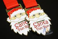 China Christmas Fun Run Metal Award Medals Gold Plating 60mm with Sublimated Ribbon for sale