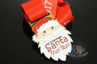 China Christmas Fun Run Metal Award Medals Gold Plating 60mm with Sublimated Ribbon for sale