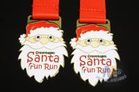 China Christmas Fun Run Metal Award Medals Gold Plating 60mm with Sublimated Ribbon for sale