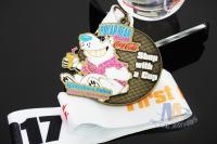 China Custom Soft Enamel Sports Medals with Black Nickel Plating and Sublimated Ribbon 50mm for sale