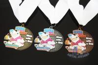 China Custom Soft Enamel Sports Medals with Black Nickel Plating and Sublimated Ribbon 50mm for sale