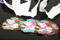 China Custom Soft Enamel Sports Medals with Black Nickel Plating and Sublimated Ribbon 50mm for sale
