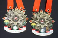 China Custom Antique Gold Plating Sports Medallion 80.5mm Zinc Alloy Die Cast with Ribbon for sale