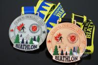 China Custom Sports Medals with Sublimated Ribbon for Canada Skiing Events 50mm Zinc Alloy for sale
