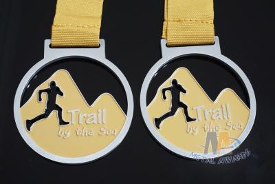 China Custom Cut Out Design Award Medals 70mm Zinc Alloy Die Cast with Yellow Ribbon for sale