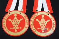 China Custom 70mm Printing Full Color Epoxy Carnival Metal Award Medals with Red White Ribbon for sale