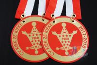 China Custom 70mm Printing Full Color Epoxy Carnival Metal Award Medals with Red White Ribbon for sale
