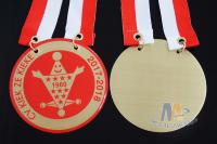 China Custom 70mm Printing Full Color Epoxy Carnival Metal Award Medals with Red White Ribbon for sale