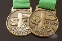 China Custom Die Casting 3D Effect Antique Gold Award Medals 50mm with Printing Ribbon for sale