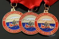 China Custom Soft Enamel Rowing Sports Medals with Red Ribbon 864x38mm Zinc Alloy for sale
