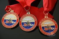 China Custom Soft Enamel Rowing Sports Medals with Red Ribbon 864x38mm Zinc Alloy for sale