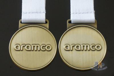 China Custom 50mm Antique Gold Plated Die Cast Medals with Sublimated Ribbon for Sports Awards for sale