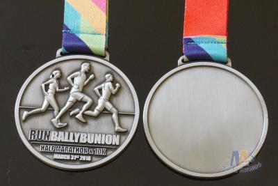 China Custom Sports Medals Half Marathon 10K Running Antique Silver Plating 80mm Zinc Alloy for sale
