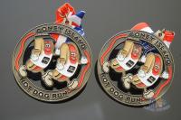 China Custom Marathon Racing Metal Awards Medals Cut Out Effect Zinc Alloy 2-5mm Thick Red White Blue Ribbon for sale