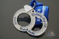 China Custom Wedding Day 5K Running Metal Medal Soft Enamel Glitter 63.5mm Ribbon for sale