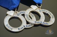 China Custom Wedding Day 5K Running Metal Medal Soft Enamel Glitter 63.5mm Ribbon for sale