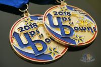 China Custom Zinc Alloy Die Cast Soft Enamel Medals 63.5mm Gold Plated Sports Awards with Blue Ribbon for sale