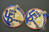 China Custom Zinc Alloy Die Cast Soft Enamel Medals 63.5mm Gold Plated Sports Awards with Blue Ribbon for sale