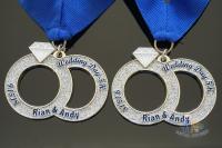 China Custom Wedding Day 5K Sports Metal Medal 63.5x50.8mm Zinc Alloy Soft Enamel for sale