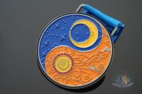China Custom Zinc Alloy Die Cast Medal 60mm Soft Enamel Antique Silver with Ribbon for sale