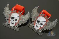 China Custom Skull Metal Award Medals Soft Enamel Filling 70x4mm Zinc Alloy Antique Silver for sale