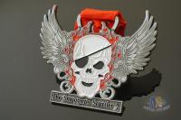 China Custom Skull Metal Award Medals Soft Enamel Filling 70x4mm Zinc Alloy Antique Silver for sale