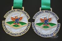China Custom Round Baseball Metal Award Medals 76.2mm Shiny Silver Die Cast Soft Enamel for sale