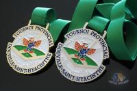 China Custom Round Baseball Metal Award Medals 76.2mm Shiny Silver Die Cast Soft Enamel for sale
