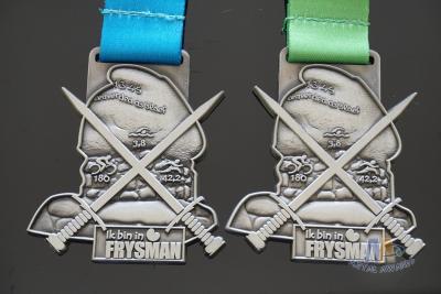 China Custom Die Cast Zinc Alloy 50mm Antique Gold Brass Plated Medal with Sublimated Ribbon for sale