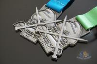 China Custom Die Cast Zinc Alloy 50mm Antique Gold Brass Plated Medal with Sublimated Ribbon for sale
