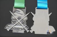 China Custom Die Cast Zinc Alloy 50mm Antique Gold Brass Plated Medal with Sublimated Ribbon for sale