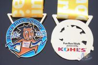 China Custom 5K Kids Fun Run Marathon Medals 63.5mm Shiny Gold Plating for sale