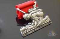 China Custom 3D Running Medal 88.9mm with 864x38mm Red Ribbon Antique Silver for sale