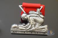 China Custom 3D Running Medal 88.9mm with 864x38mm Red Ribbon Antique Silver for sale