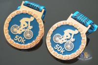 China Custom Kids Marathon Medal 80mm 4mm Zinc Alloy Soft Enamel Bicycle 50K Run for sale
