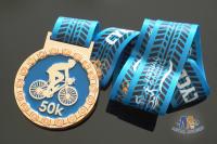 China Custom Kids Marathon Medal 80mm 4mm Zinc Alloy Soft Enamel Bicycle 50K Run for sale