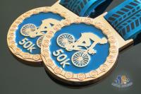 China Custom Kids Marathon Medal 80mm 4mm Zinc Alloy Soft Enamel Bicycle 50K Run for sale