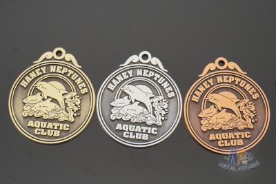 China Custom Engraved 2D Model Medals Antique Gold / Silver / Copper Plating for sale