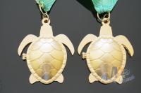 China Custom Turtle Shell Animal Medals with Gloss Dome and Colorful Satin Ribbon 50mm for sale