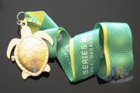 China Custom Turtle Shell Animal Medals with Gloss Dome and Colorful Satin Ribbon 50mm for sale