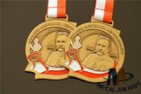 China Custom 3D Mold Relief Soft Enamel Medals Personalized Shape 60mm x 3mm Antique Gold Plated for sale