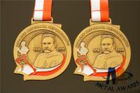 China Custom 3D Mold Relief Soft Enamel Medals Personalized Shape 60mm x 3mm Antique Gold Plated for sale