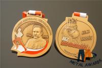 China Custom 3D Mold Relief Soft Enamel Medals Personalized Shape 60mm x 3mm Antique Gold Plated for sale